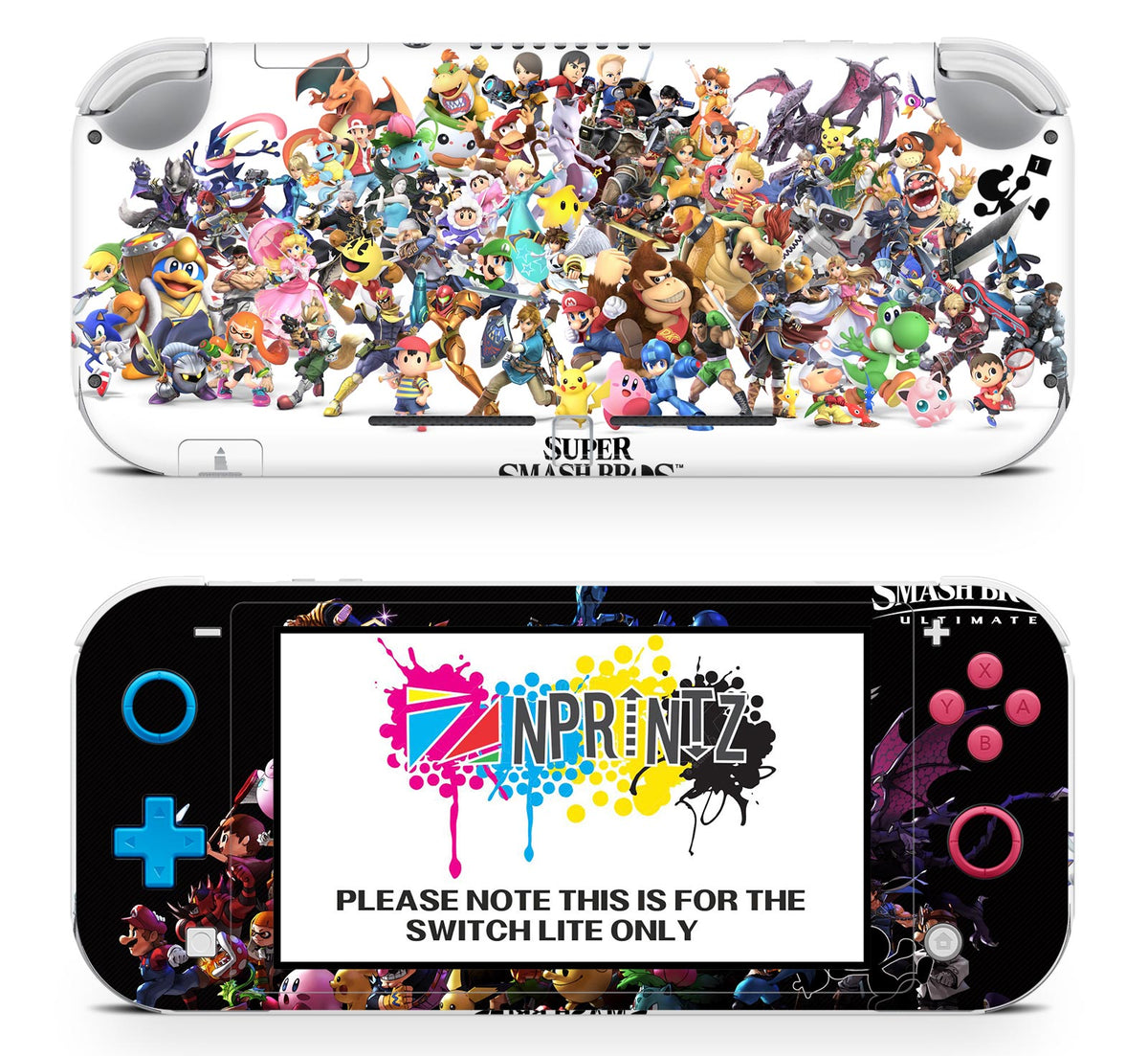 SUPER SMASH BROS ULTIMATE NINTENDO SWITCH LITE*TEXTURED VINYL* SKINS D ...